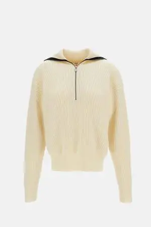 Barena Venezia Half-zip Ribbed Merino Wool Sweater - White