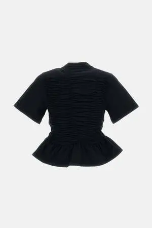 Cecilie Bahnsen Ace T-shirt Jersey With Ruched Detailing - Black