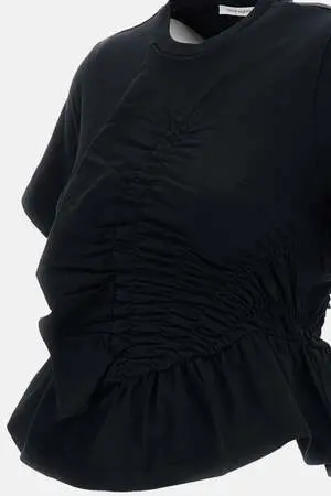 Cecilie Bahnsen Ace T-shirt Jersey With Ruched Detailing - Black