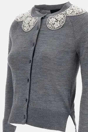 Simone Rocha Embroidered Merino Wool And Silk Cardigan