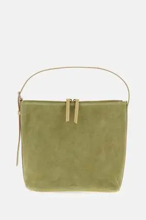 A.p.c. Suede Shoulder Bag With Gold-tone Buckle - Verde