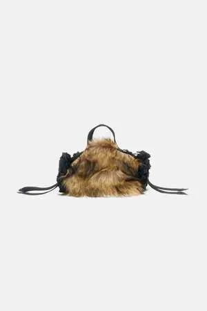 Simone Rocha Mini Faux-fur Bag With Embroidery And Rosettes