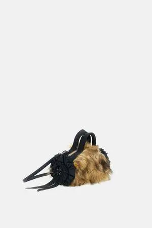 Simone Rocha Mini Faux-fur Bag With Embroidery And Rosettes