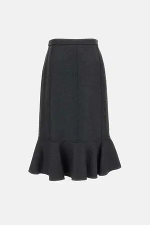 Plan C Double-wool Skirt With A Ruffled Hem