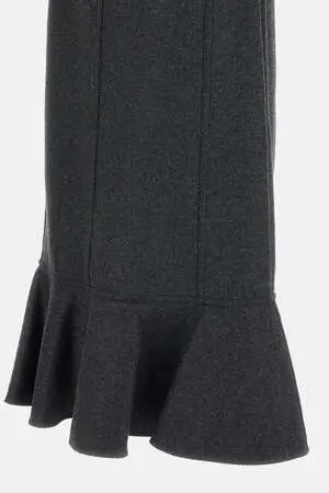 Plan C Double-wool Skirt With A Ruffled Hem