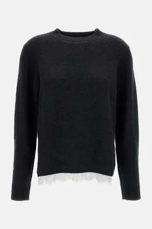 Loulou De Saison Arvo Crew-neck Sweater With Lace Detailing - Grey