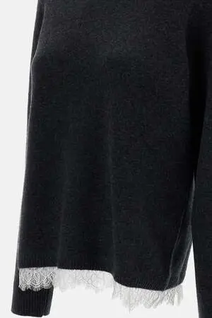 Loulou De Saison Arvo Cashmere Crew-neck Sweater With Lace Detailing