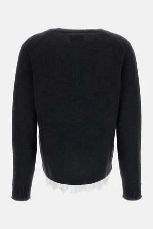 Loulou De Saison Arvo Cashmere Crew-neck Sweater With Lace Detailing