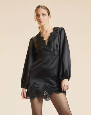 Cynthia Rowley Sequin V-neck Mini Dress - Black