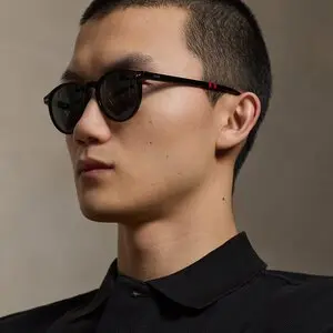 Ralph Lauren Round Sunglasses With Rugby Stripes - Black