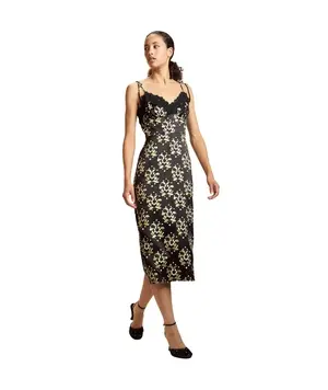 Cynthia Rowley Silk Slip Dress With Lace Trim