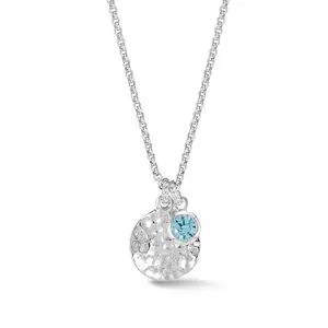 DOWER & HALL Hammered Disc & Blue Topaz Pendant Necklace - Silver