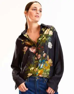 Cynthia Rowley Floral Print Silk Shirt