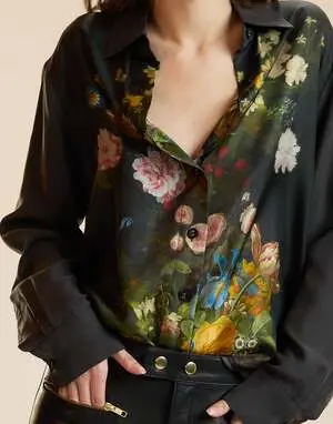 Cynthia Rowley Floral Print Silk Shirt