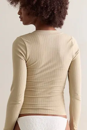Free People Intimately Wide Awake Plunge Long Sleeve Top