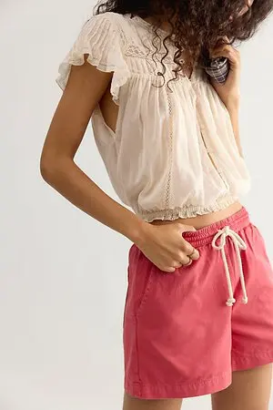 Donni. Chino Drawstring Shorts - Raspberry