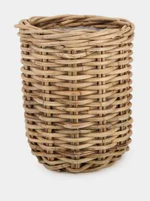 GOMMAIRE Natural Rattan Woven Basket Planter - Brown