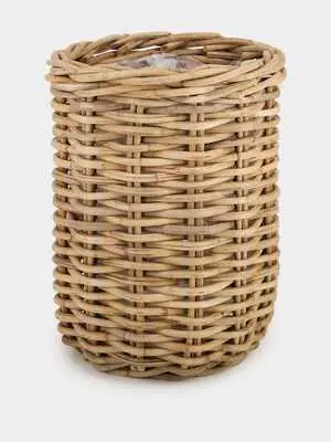 GOMMAIRE Natural Rattan Woven Basket Planter - Brown