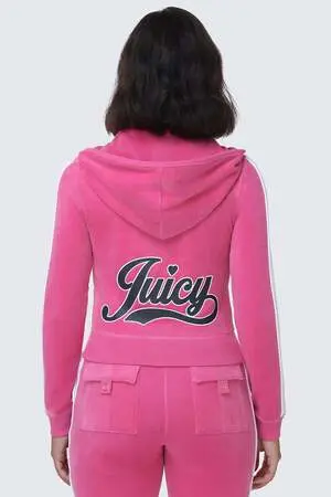 Juicy Couture Cotton Velour Zip Hoodie - Bubblegum