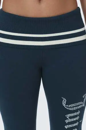 Juicy Couture Rhinestone Graphic Knit Flare Pants - Regal Blue