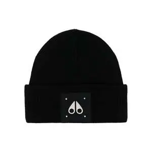 Moose Knuckles Wool Ribbed Knit Beanie - Black