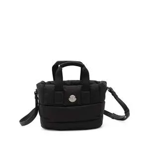 Moncler Padded Tote Bag With Top Handles And Shoulder Strap - Black