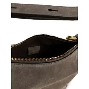 TOD'S Calf Suede Shoulder Bag With Gold-tone Stud Embellishment - Brown