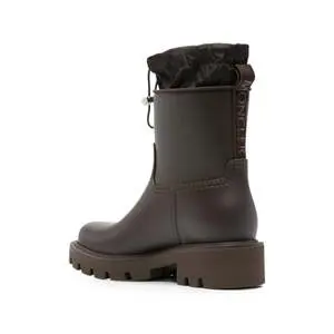 Moncler Matte Finish Rubber Boots With Drawstring Detail - Brown