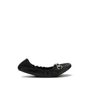 Gucci Leather Ballet Flats With Horsebit Detail - Black