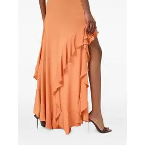Andamane Asymmetric Draped Skirt With Ruffled Trim