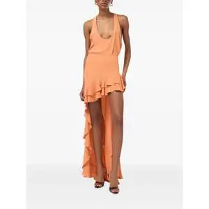 Andamane Asymmetric Draped Skirt With Ruffled Trim