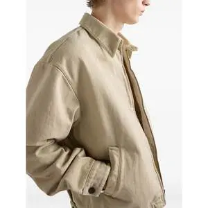 Prada Washed And Garment-dyed Calfskin And Cotton Shirt Jacket - Cream