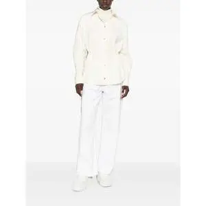 Moncler High Neck Long Sleeve Wool Shirt - Cream