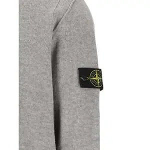 Stone Island Grey High Neck Button-fastening Knit Jumper - Gray