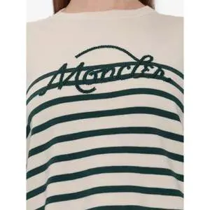 Moncler Wool Crew Neck Long Sleeve Striped Knitwear - Cream