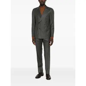 Tagliatore Grey Suits Double Breasted Suits - Gray