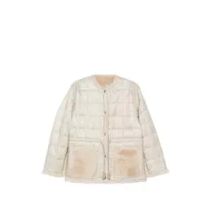 Moncler Quilted Jacket With Faux Fur Panels - Cream