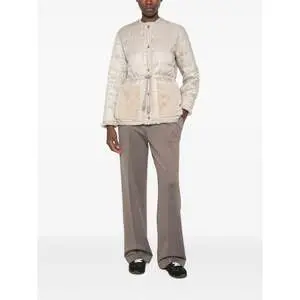 Moncler Quilted Jacket With Faux Fur Panels - Cream