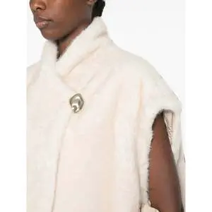 Moncler Faux Fur Jacket With Shawl Lapels - Cream