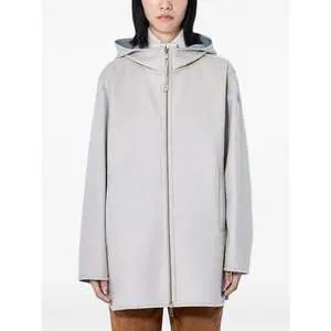 Moncler Oversized Zip-up Jacket With Attached Hood - Cream