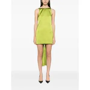 SELF-PORTRAIT Sleeveless Boat Neck Dress With Oversized Bow Detail