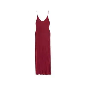 Saint Laurent Burgundy Jersey Evening Dress With Chain-link Shoulder Straps - Red