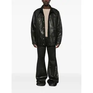 Rick Owens Coated Cotton Blend Denim Jacket - Black