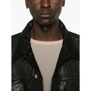 Rick Owens Coated Cotton Blend Denim Jacket - Black