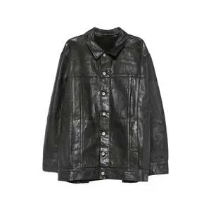 Rick Owens Coated Cotton Blend Denim Jacket - Black