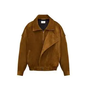 Saint Laurent Oversized Leather Jacket With Belted Waist - Brown