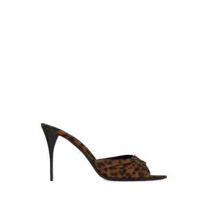 Saint Laurent Stiletto Mules With Cassandre Logo - Brown