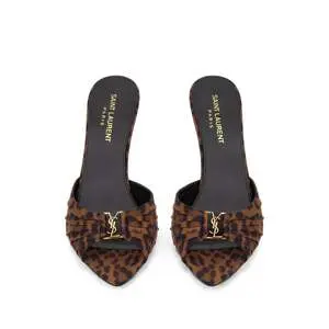 Saint Laurent Stiletto Mules With Cassandre Logo - Brown