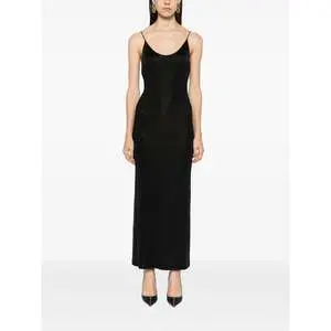 Saint Laurent Viscose-blend Evening Dress With Chain Detail