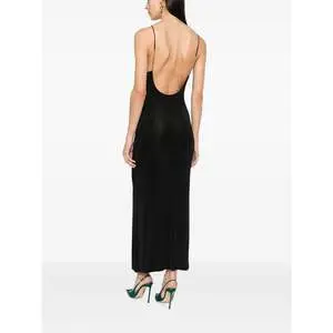 Saint Laurent Viscose-blend Evening Dress With Chain Detail